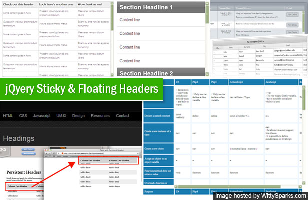 JQuery Plugins And Tutorials For Sticky Layer Or Table Header
